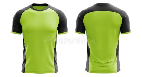 Lime Green And Black Sports T Shirt Mockup Front And Back Views Stock