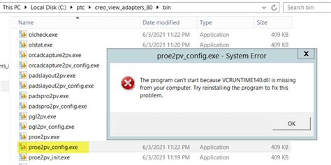 Cs351197 Executing Proe2pvconfigexe Throws An Error The Program