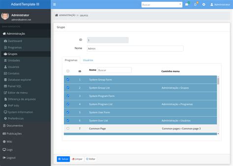 adianti framework template