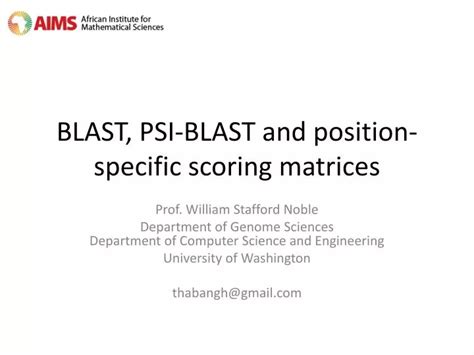 PPT BLAST PSI BLAST And Position Specific Scoring Matrices PowerPoint Presentation ID