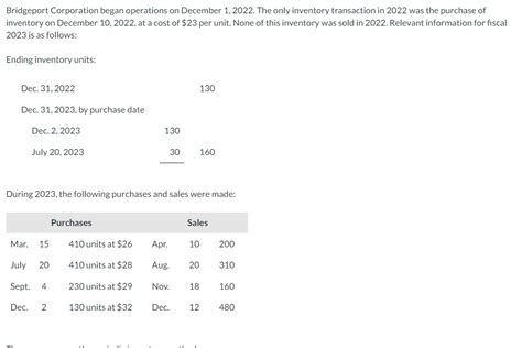 Solved Determine Ending Inventory Under FIFO Determine Chegg