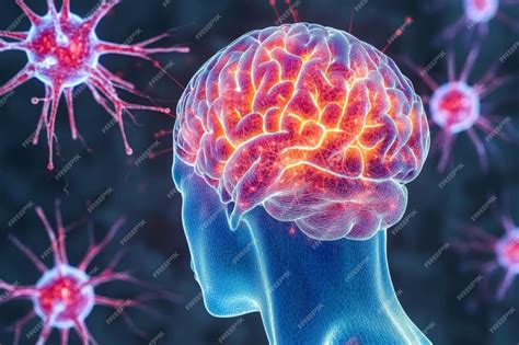 Bioelectric Impulse Brain Signals And Synaptic Brain Surrounded By