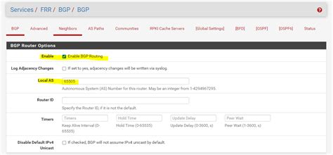 set up dynamic routing with frr free range routing in pfsense