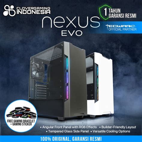 Tecware Nexus Evo Casing Mid Tower Case Computer Black White Clover