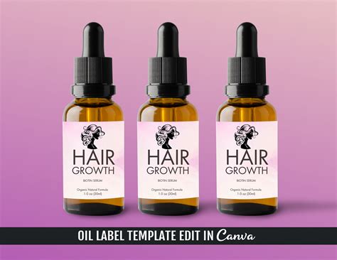 Hair Growth Oil Serum Label Template Etsy