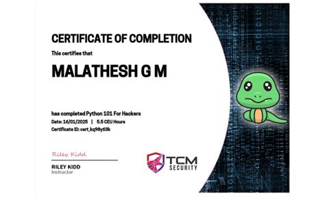 Malatesh Gujjar M On Linkedin Cybersecurity Python Learning Tcmsecurity Ethicalhacking