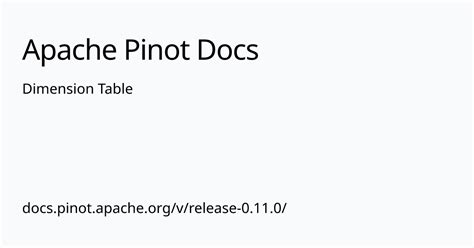 Dimension Table Apache Pinot Docs