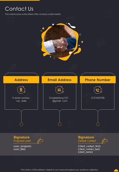 Restaurant Ecommerce Proposal Contact Us One Pager Sample Example Document Presentation