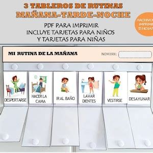 Tablero De Rutinas Para Niños Agenda Visual Mañana Tarde Y Noche Etsy