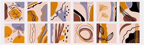 추상적 배경의 큰 세트 손으로 다양한 모양과 꽃 낙서 개체를 그린 현대 현대 트렌디 한 벡터 일러스트 모든 배경은 격리됩니다 스탬프 텍스처 다양한 커버의 큰 세트 0명에