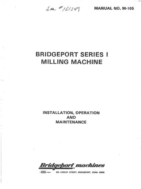 bridgeport series i milling machine installation operation and