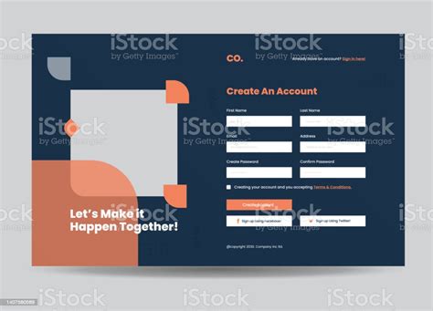 Website Signup Form Or Web Registration Form Design Or Site Overlay Design Stock Illustration