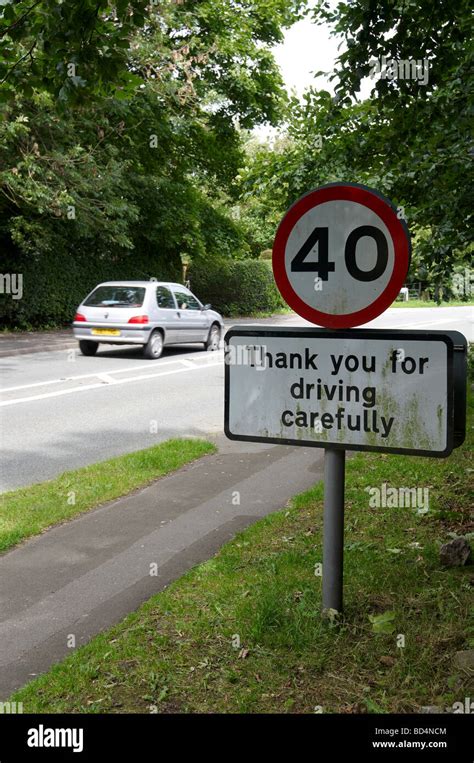 Speed Limit Sign 40 Mph Thanking Drivers For Driving Carefully Stock