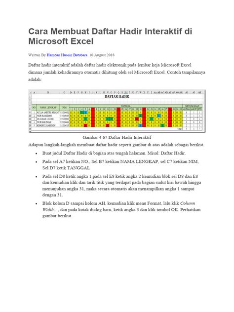 Cara Membuat Daftar Hadir Interaktif Di Microsoft Excel Pdf