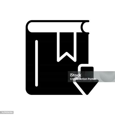 다운로드 전자책 실루엣 아이콘 Elearning 자료 파일 정보 잡지 또는 자습서를 다운로드하십시오 온라인 도서관 블랙 아이콘 인터넷 및 원격 교육 벡터 격리 일러스트 레이