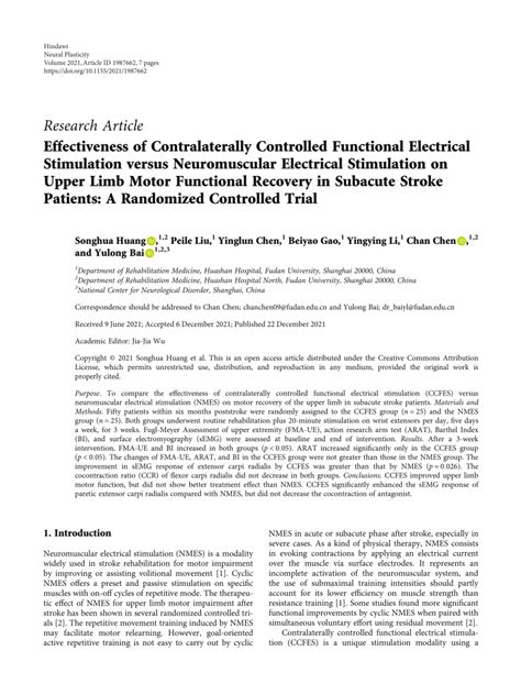 Pdf Effectiveness Of Contralaterally Controlled Functional Electrical