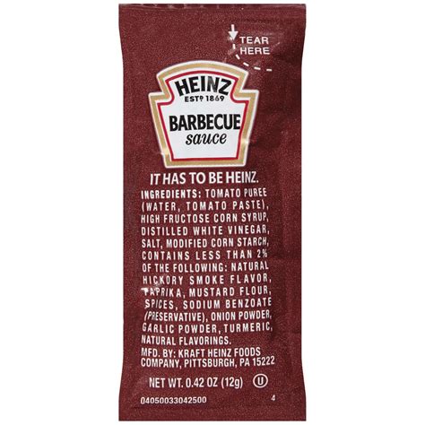 Bbq Sauce Single Serve Packet 12g 120 Count Canteen Canada