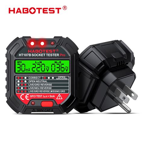 Habotest Outlet Tester Electrical Gfci Receptacle Detector With Lcd Display 3 Prong 120v Ac