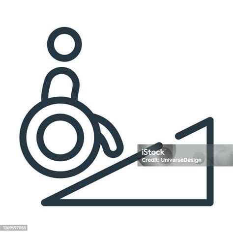 경사로 얇은 선 아이콘 표지판 개념 격리 된 개요 기호에서 교통 접근성 선형 아이콘 웹 디자인 및 앱에 대한 벡터 그림 기호