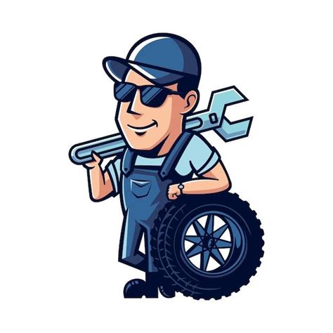 Mascota De Dibujos Animados Mecánico Vec Premium Vector Freepik