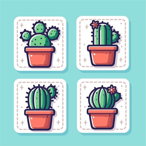 Premium Vector Vector Cute Cactus Collection