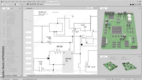 Light Interface Mockup Of Professional Cad Computer Software With Digital Diagram Of Circuit
