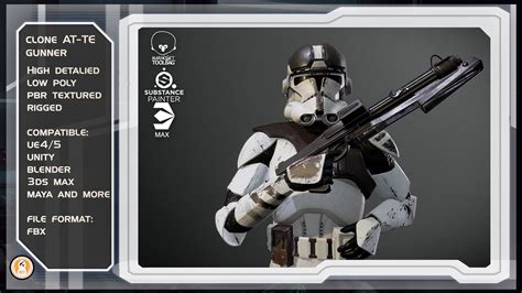 Clone Trooper Phase 2 At Te Gunner Rigged Low Poly 3d Model By Thomas 125