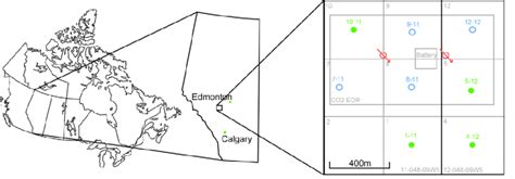 Location Map Of The Pembina Cardium Co2 Storage Monitoring Pilot In