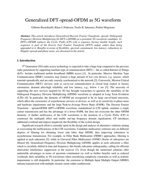 Pdf Generalized Dft Spread Ofdm As 5g Waveform