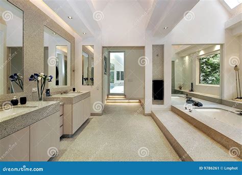Luxury Master Bath With Step Up Tub Stock Image Image Of House