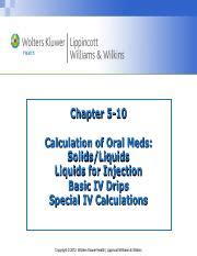Special IV Calculations Pdf Chapter 5 10 Calculation Of Oral Meds Solids Liquids Liquids For