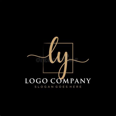 Ly Initial Handwriting Logo With Rectangle Template Vector Stock Vector Illustration Of Makeup