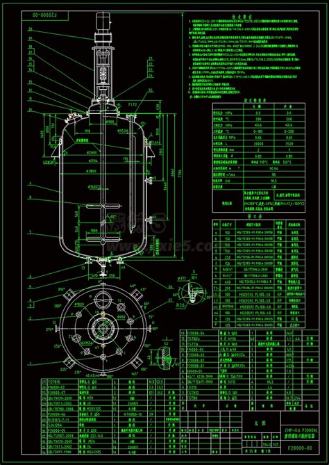 18套多型号搪玻璃反应釜总装图设计 含cad图纸 机械5