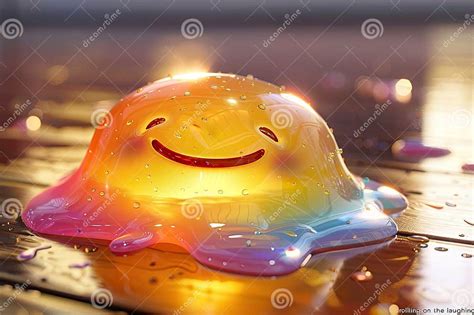 Hilarious Emoji Transformation Laughing Emoji As Translucent Jelly Puddle With Light