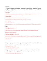 Identifying Null Alternative Hypothesis Exercise Pdf Unknown Suppose A Pollster Claims