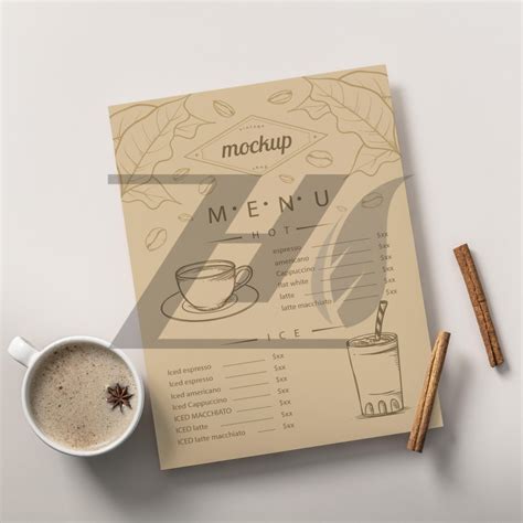 دانلود فایل لایه باز موکاپ منو کافه دانلود رایگان فایل لایه باز، Psd