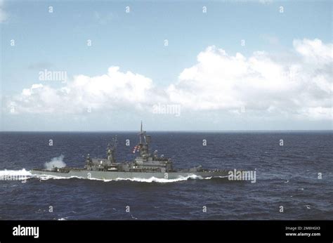 A Starboard Side View Of The Guided Missile Cruiser Uss Fox Cg 33