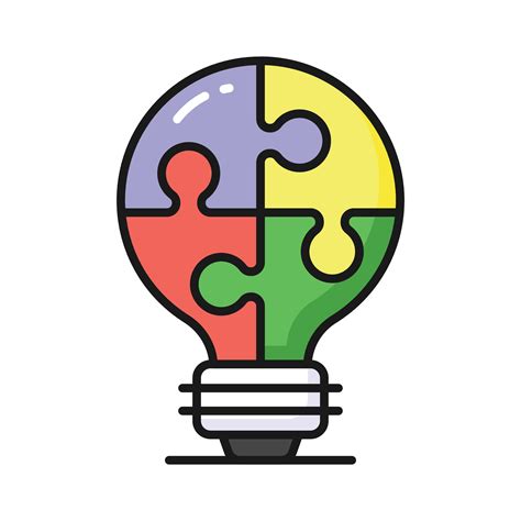 A Jigsaw Light Bulb Showing Concept Icon Of Problem Solution In Trendy Style Vector Art