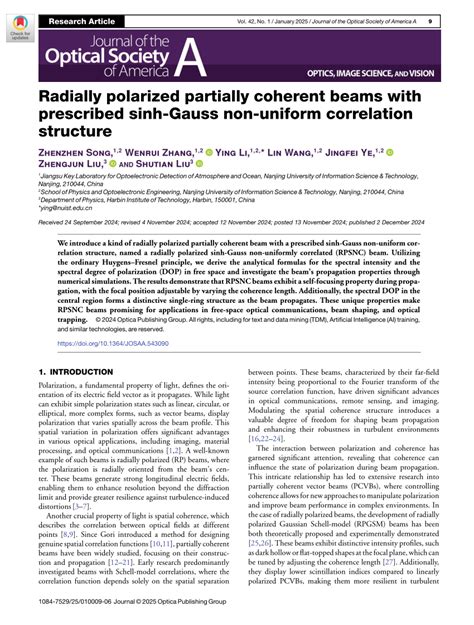 Radially Polarized Partially Coherent Beams With Prescribed Sinh Gauss Non Uniform Correlation