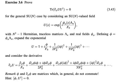 Homework And Exercises How To Prove Mathrm Tr Partialmu Uudagger 0 Physics