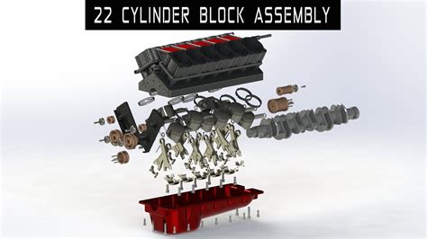V12 Engine Part 22 Cylinder Block Assembly Solidworks Tutorial