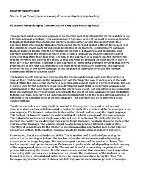 📚 Education Essay Sample Communicative Language Teaching
