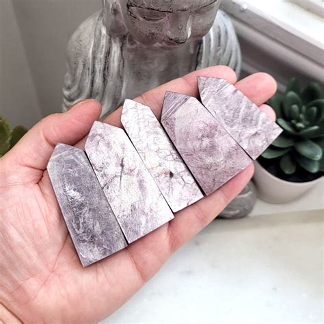 Gem Lepidolite Flat Towers Purple Mica Gemstone Flashy Mica Tower