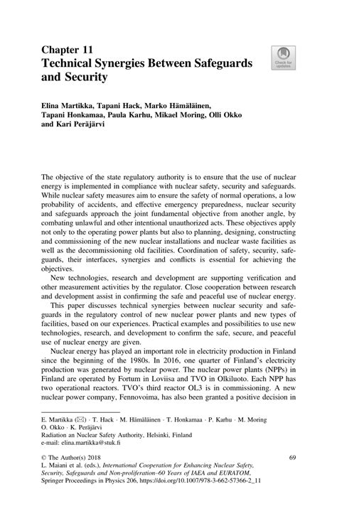 Pdf Technical Synergies Between Safeguards And Security
