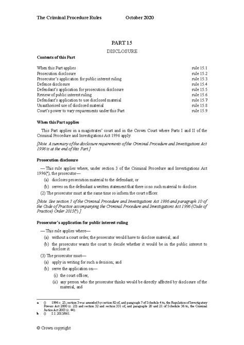 Crim Proc Rules 2020 Part 15 The Criminal Procedure Rules October