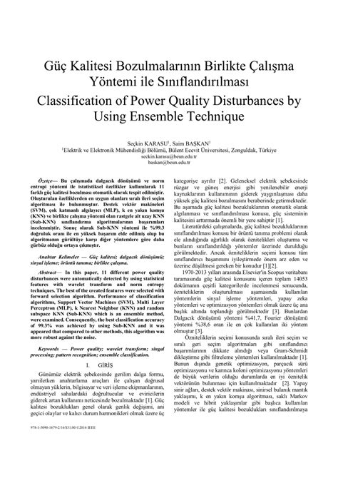 Pdf Classification Of Power Quality Disturbances By Using Ensemble Technique