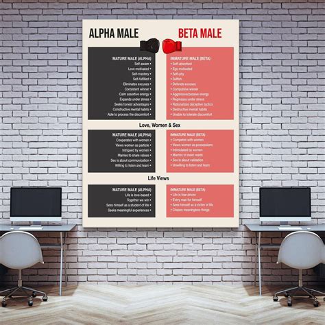 Alpha Male Vs Beta Male Wall Art Masculine Energy Canvas Print For