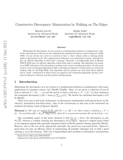 Pdf Constructive Discrepancy Minimization By Walking On The Edges