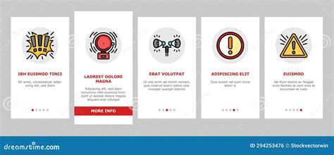 Alert Attention Signal Caution Onboarding Icons Set Vector Stock Vector