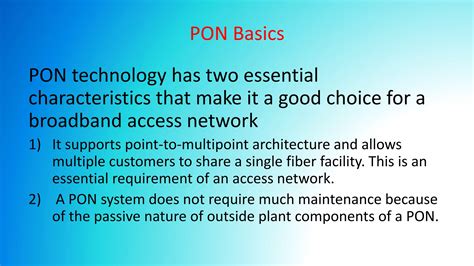 Passive Optical Network Pon Pptx